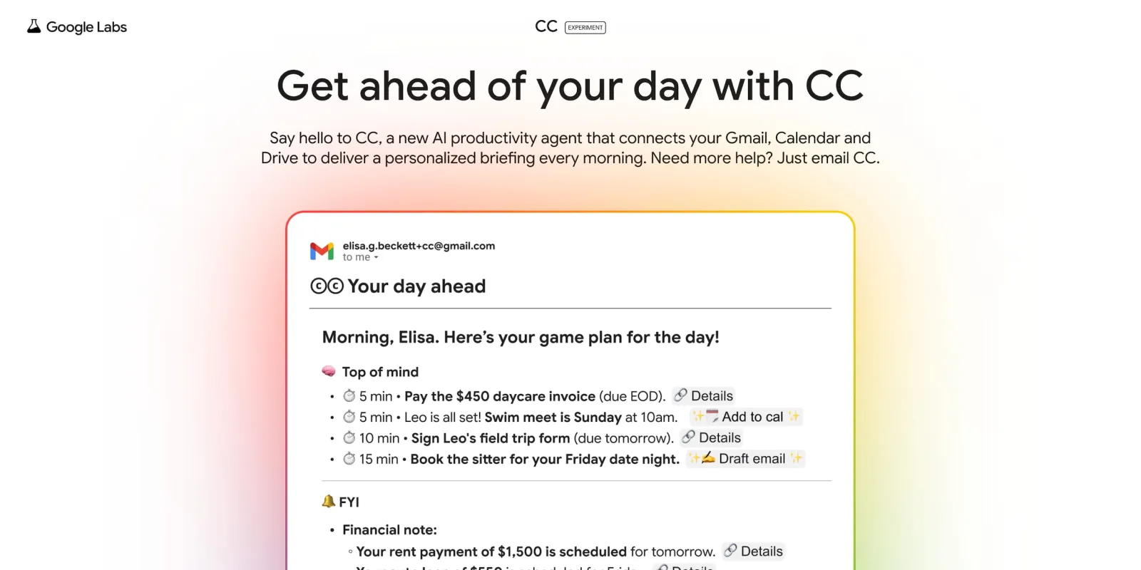 Google Labs Unveils “CC,” an AI Agent That Delivers Daily Personalized ...
